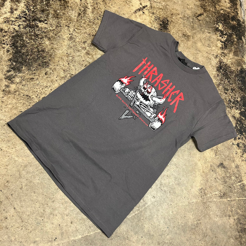 THRASHER X TOY MACHINE MONSTER GRAM TSHIRT (CHARCOAL) – 3rd Lair